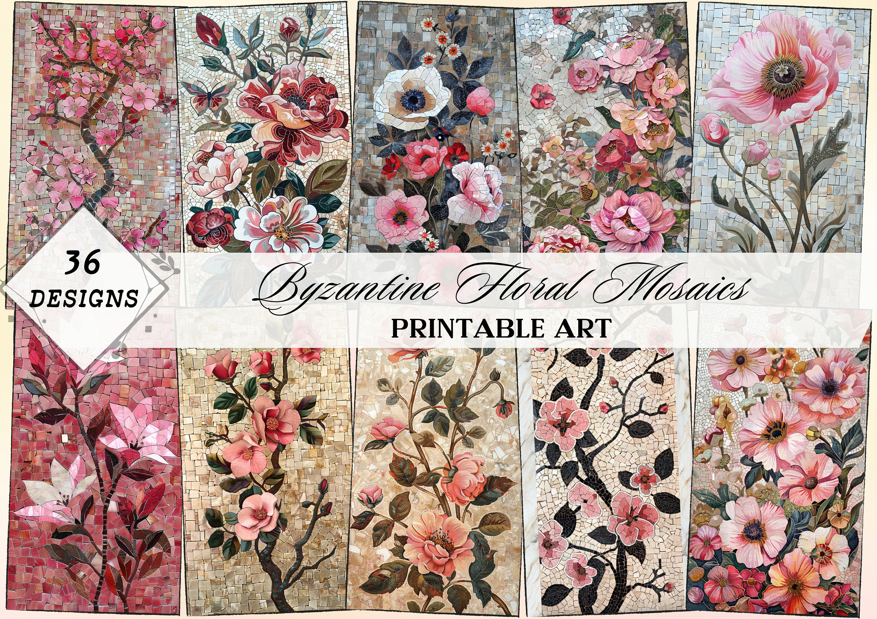 Byzantine Floral Mosaics Digital Paper Pack - Printable Crafts for Junk ...