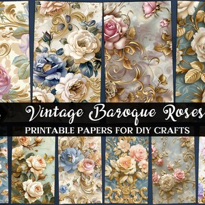 Vintage Baroque Roses Journaling Papers - Digital Prints for Junk ...