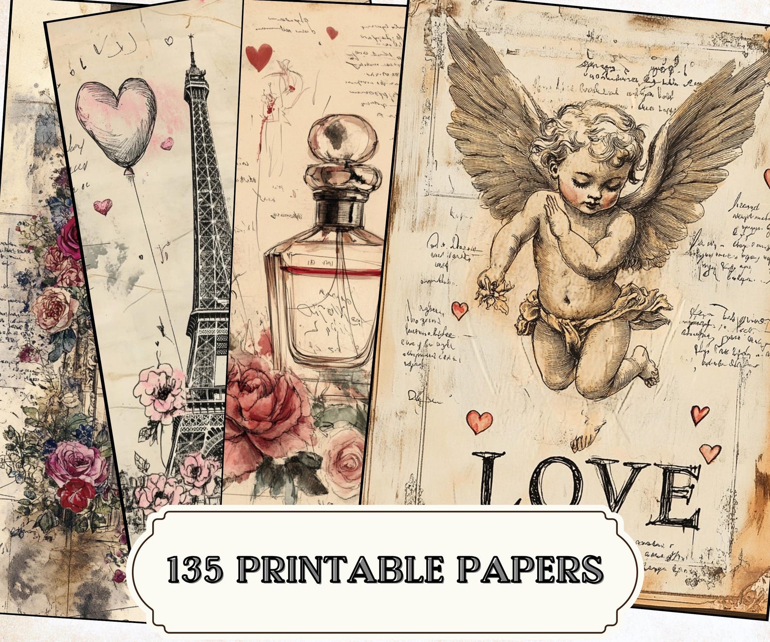 Vintage Valentine’s Day Love Journal Pages | Romantic Printable Sheets ...