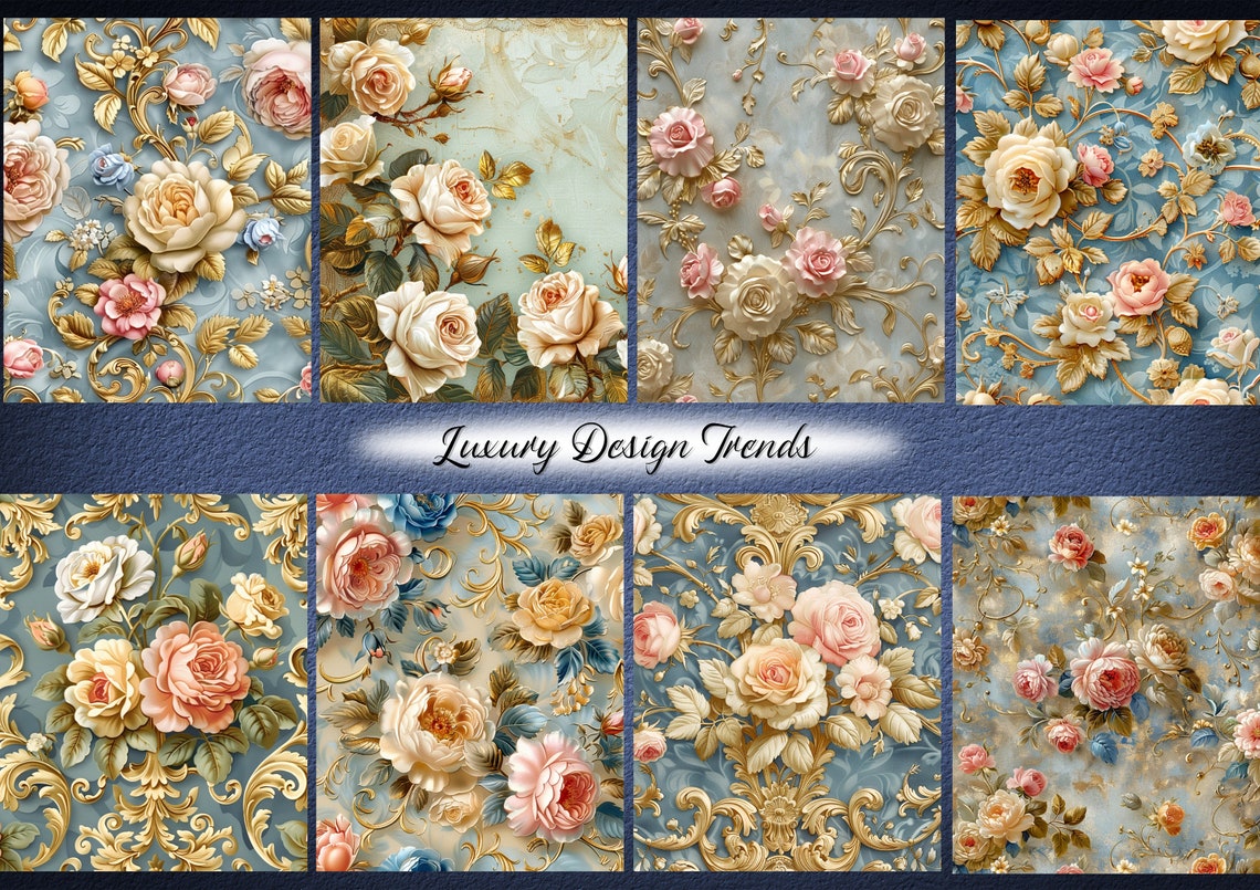 Vintage Baroque Roses Journaling Papers - Digital Prints for Junk ...