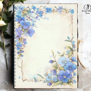 Blank Lined Blue Journal Pages Bundle - Junk Journal Kit - Basic ...