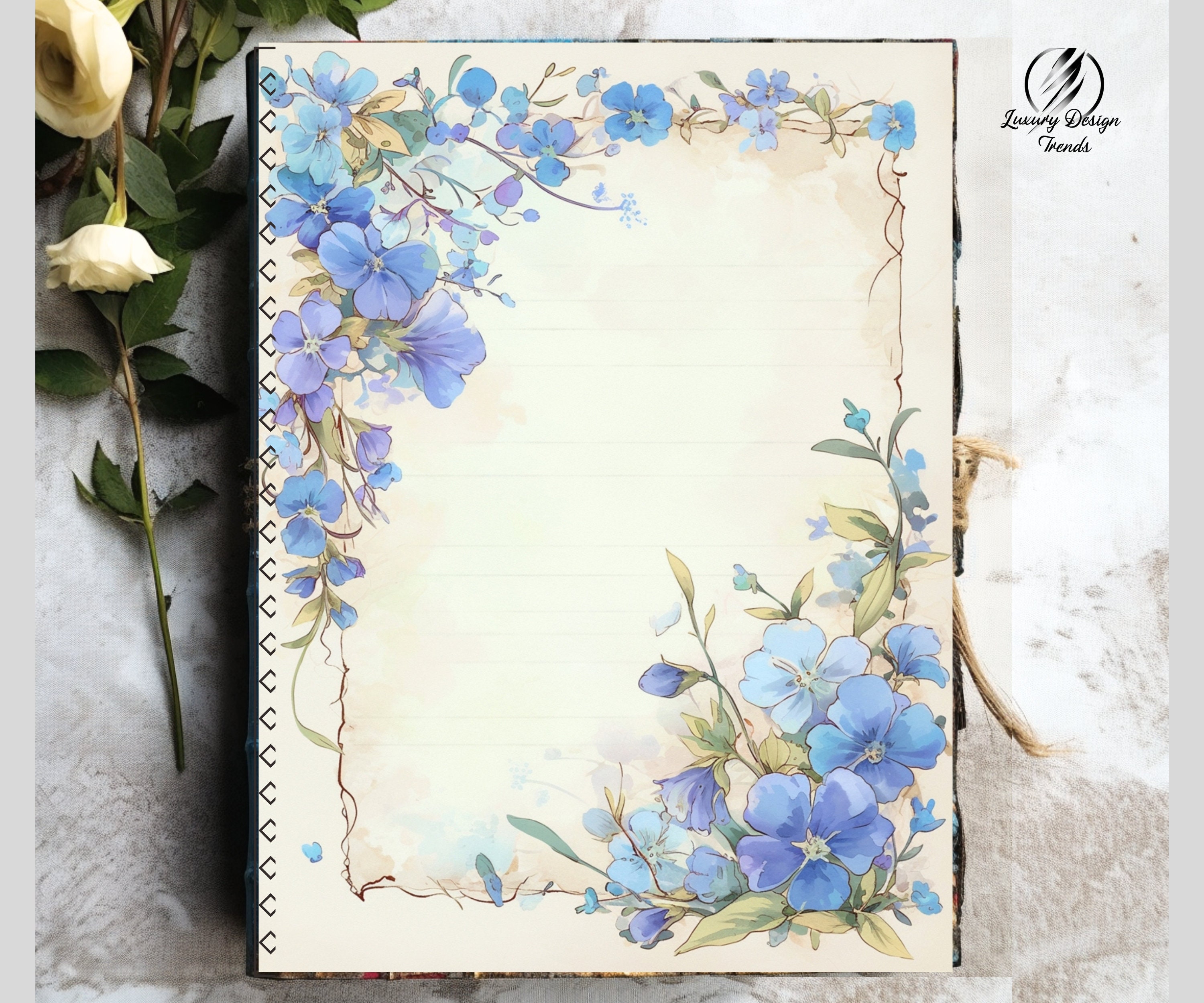 Blank Lined Blue Journal Pages Bundle - Junk Journal Kit - Basic ...