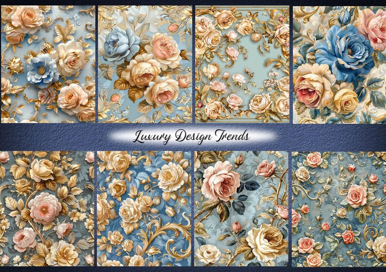 Vintage Baroque Roses Journaling Papers - Digital Prints for Junk ...