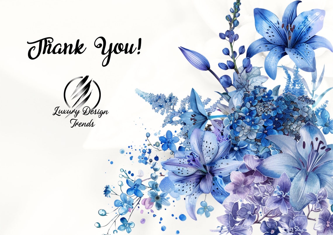 Indigo Blue Flowers PNG, Watercolor Blue Floral Clipart Bundle, Wedding ...