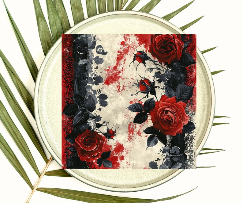 Romantic Goth Roses Digital Paper Bundle, Gothic Digital Pattern ...