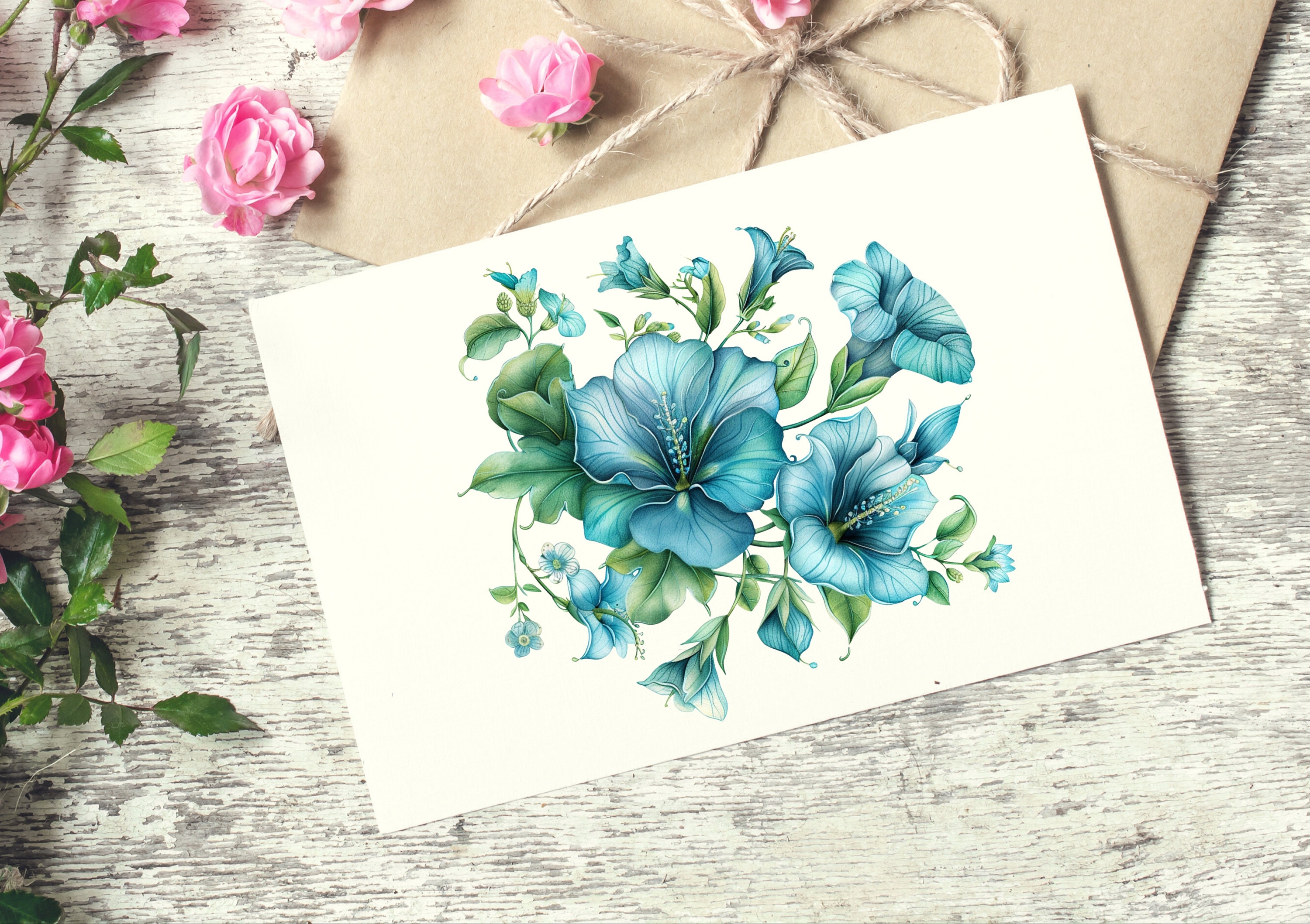 70 Various Blue Flowers Clipart, Flowers Prints, Printable Watercolor ...