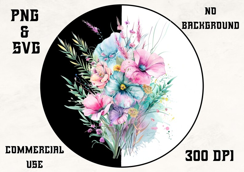 Watercolor Wildflower Clipart Bundle, Floral Clip Art Set, Spring ...