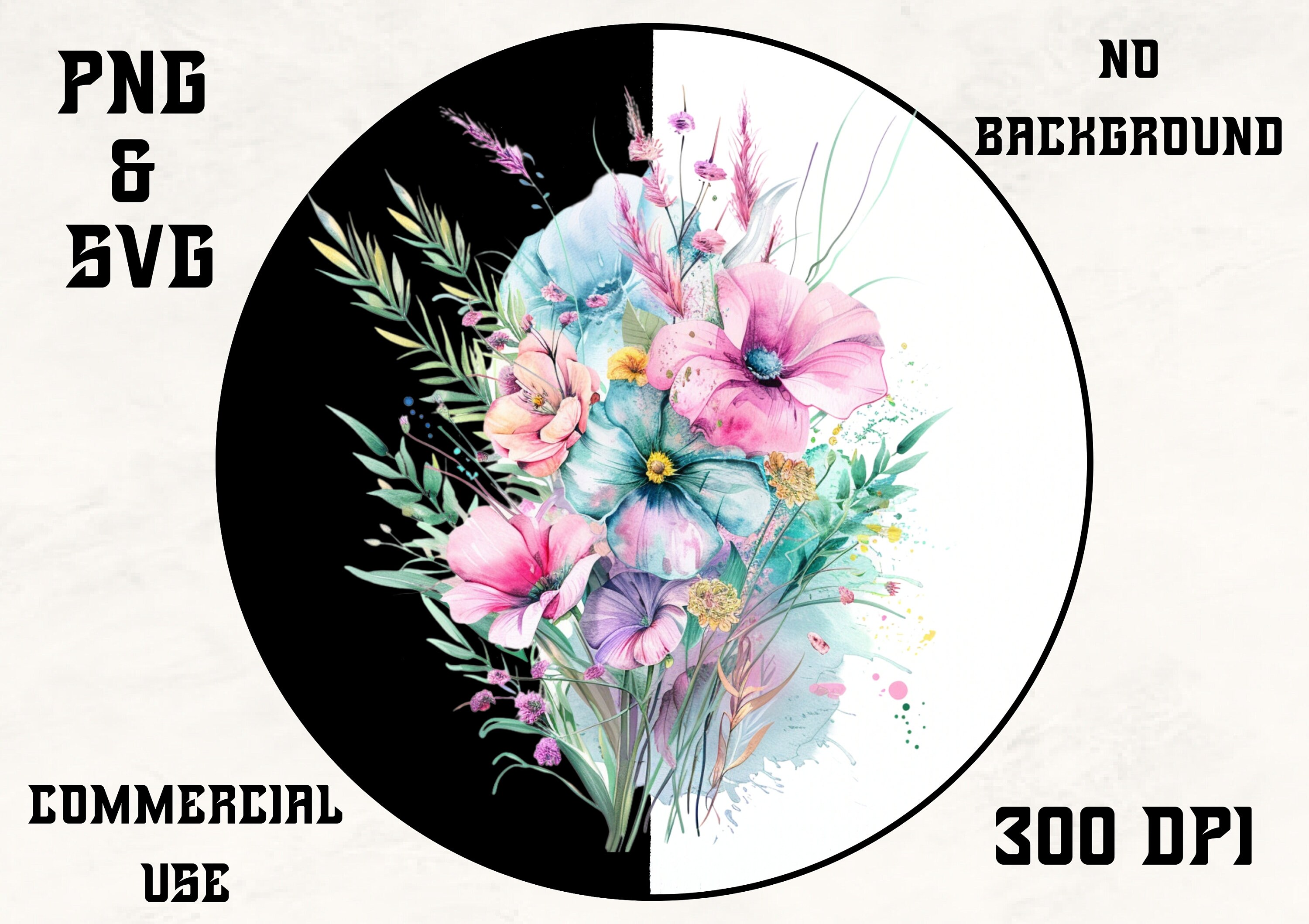 Watercolor Wildflower Clipart Bundle, Floral Clip Art Set, Spring ...