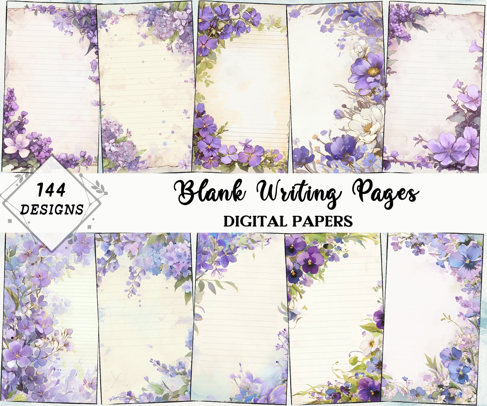 Blank Lined Journal Pages Big Bundle - Romantic Basic Junk Journal Kit ...