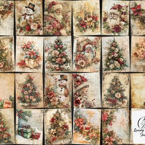 Vintage Christmas Printable Paper Bundle | Shabby Junk Journal Pages ...