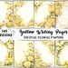 Blank Lined Journal Pages Bundle - Yellow Floral Writing Papers ...