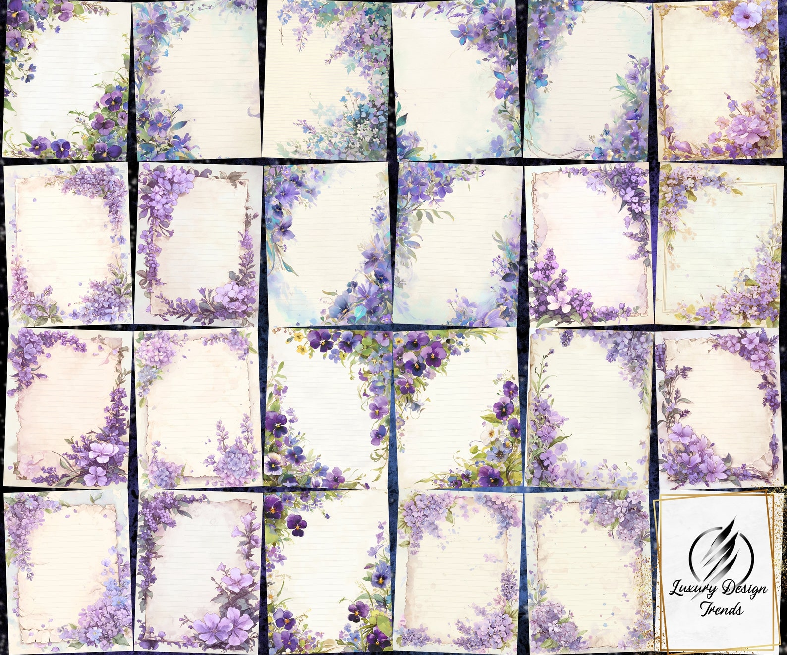 Blank Lined Journal Pages Big Bundle - Romantic Basic Junk Journal Kit ...