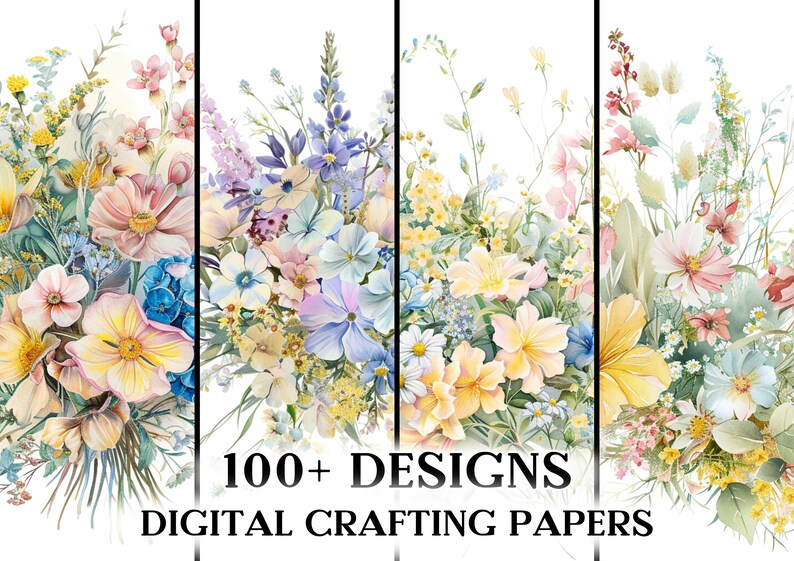 Watercolor Wildflower Clipart Bundle, Floral Clip Art Set, Spring ...