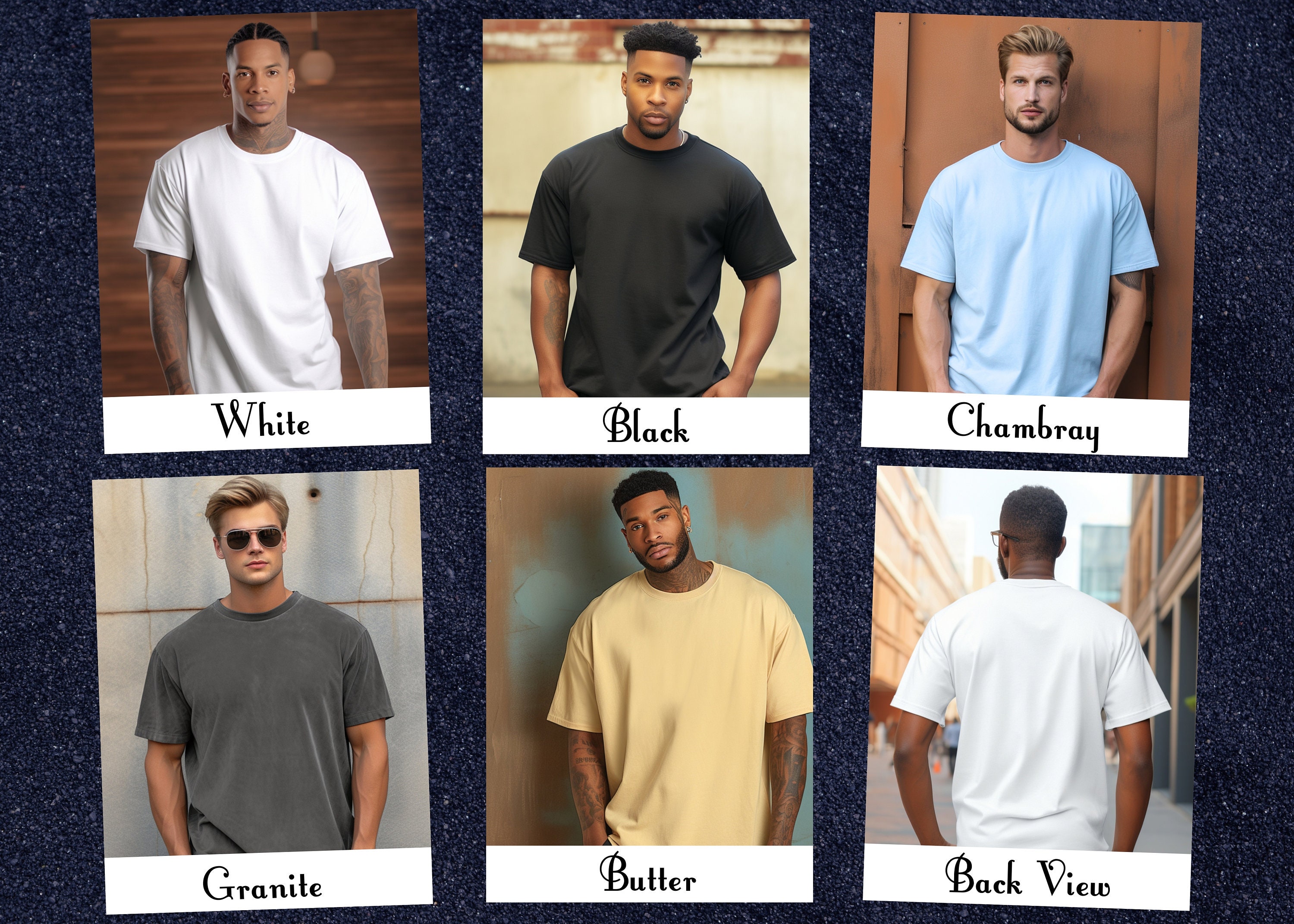 Men's Comfort Colors 1717 Tshirt Mockups, Size Chart and Back View ...