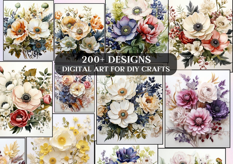 Boho Chic Floral Digital Paper Bundle, Vintage Bohemian Wedding ...
