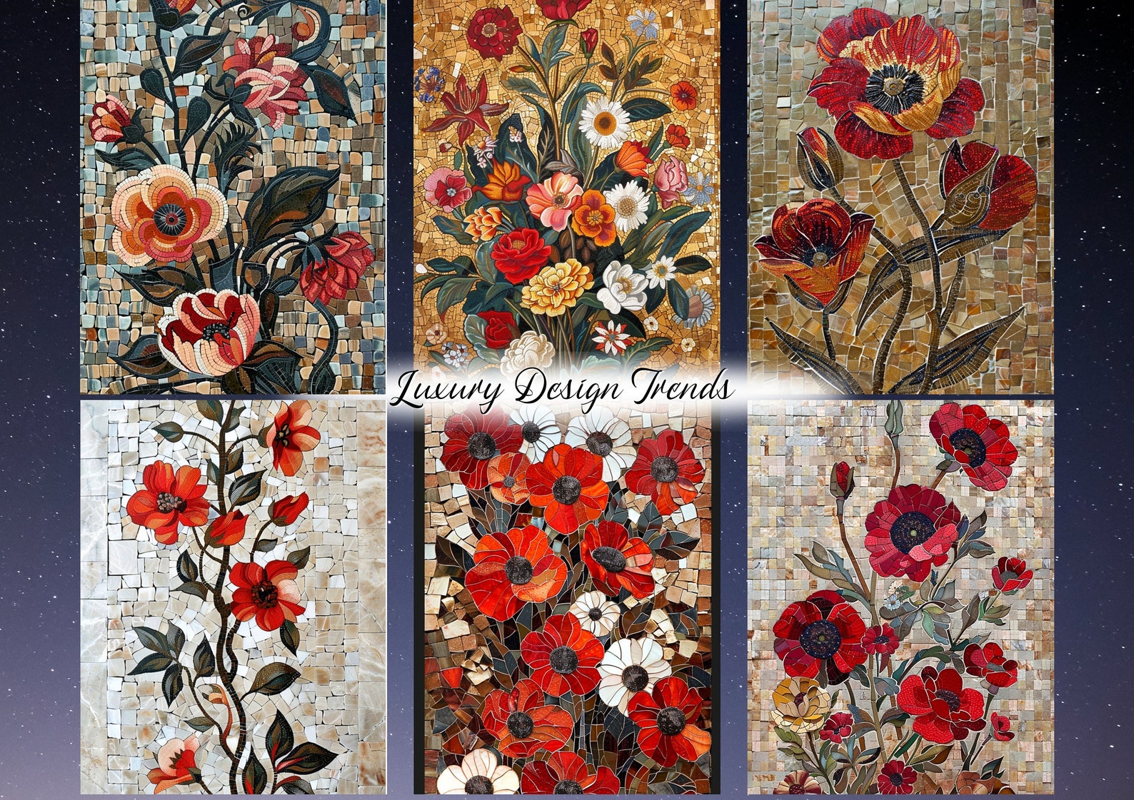 Byzantine Floral Mosaics Digital Paper Pack - Printable Crafts for Junk ...