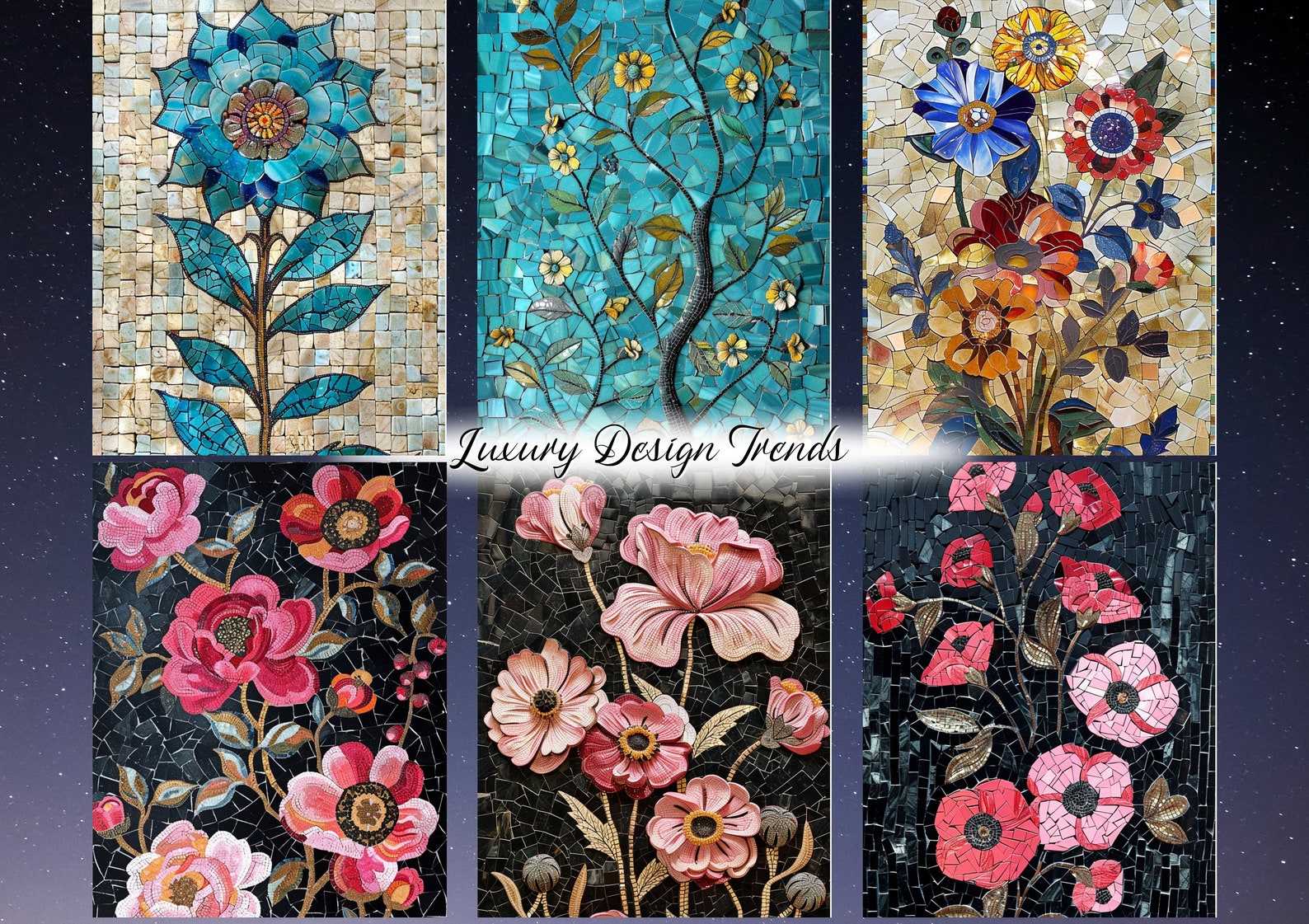 Byzantine Floral Mosaics Digital Paper Pack - Printable Crafts for Junk ...