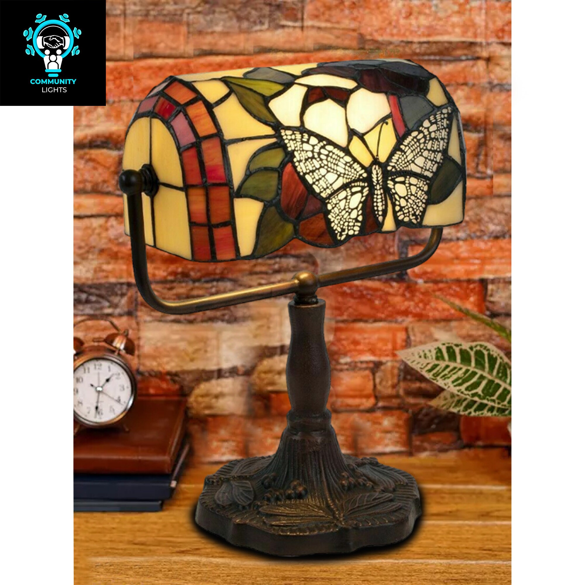 Stained Glass LED Bankers Table Desk Lamp - Etsy