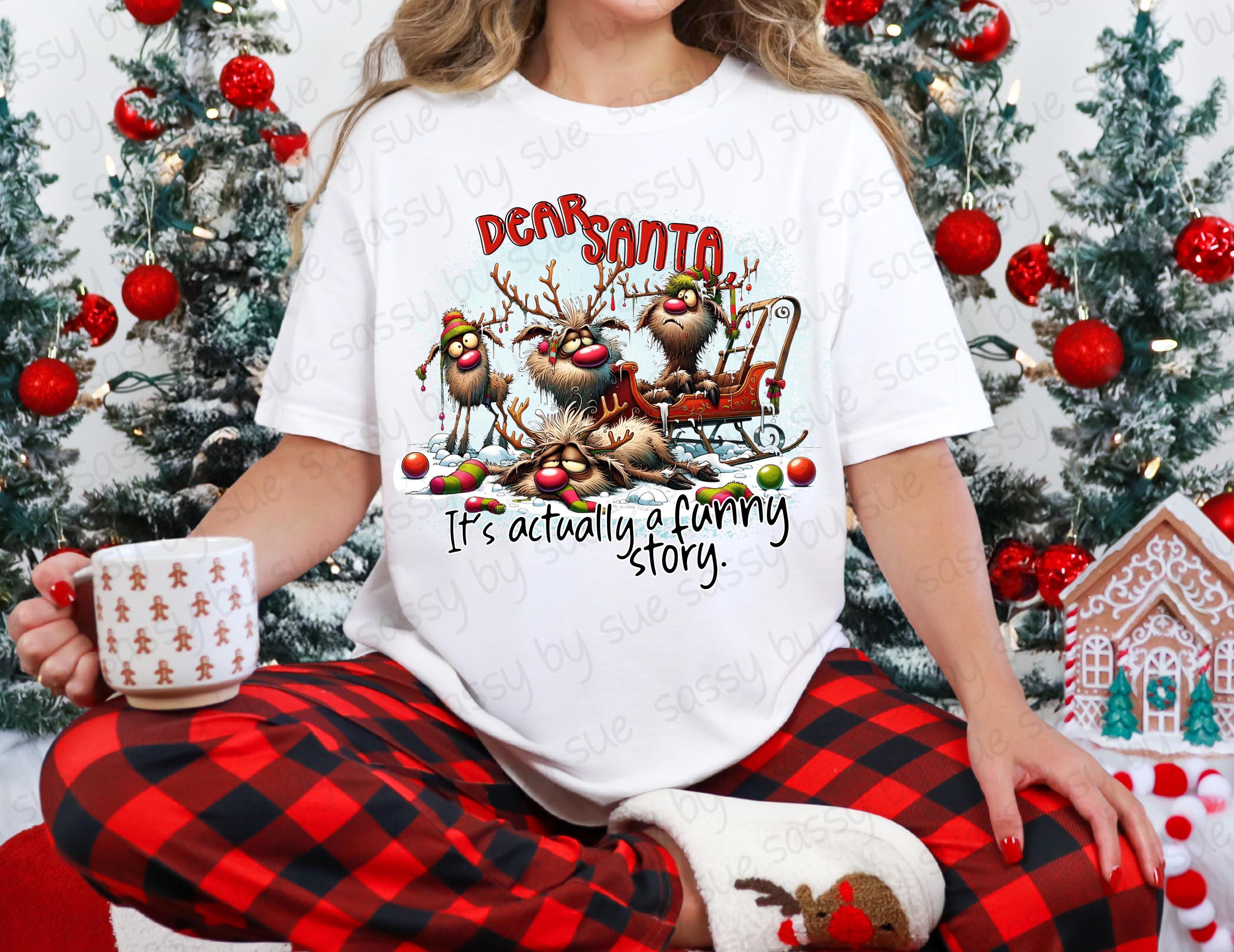 Dear Santa It's Actually A Funny Story PNG, Silly Christmas Reindeer ...