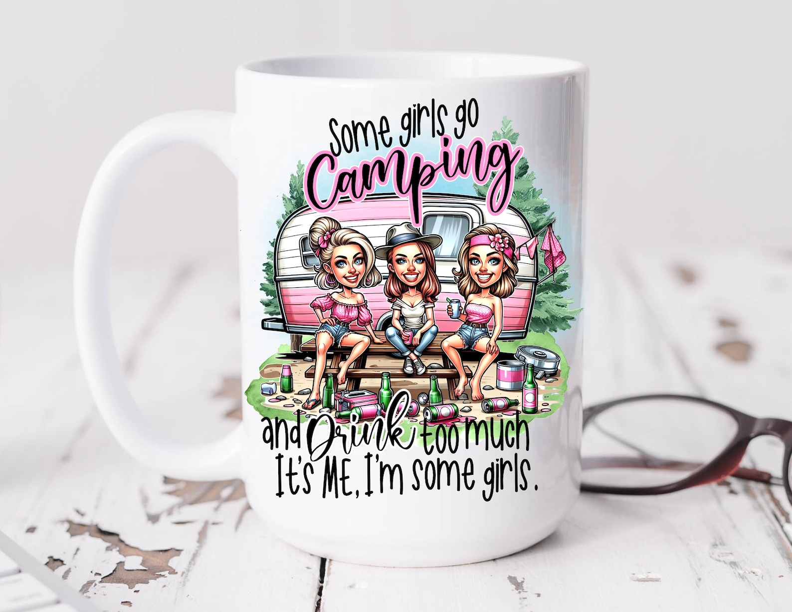 Some Girls Go Camping PNG, Sublimation Design, Vintage Camper, Funny ...