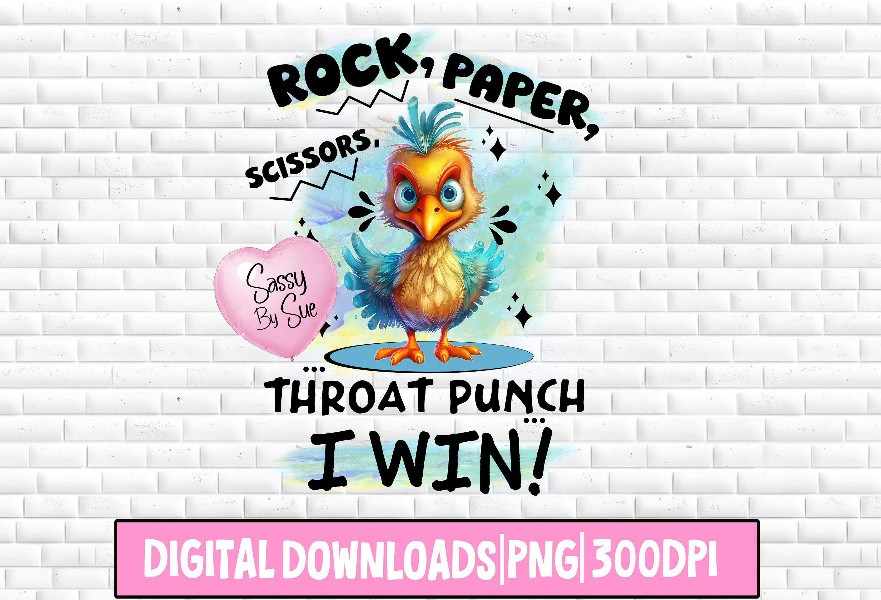 Rock Paper Scissors I Win PNG, Sublimation Silly Chicken PNG, Funny ...