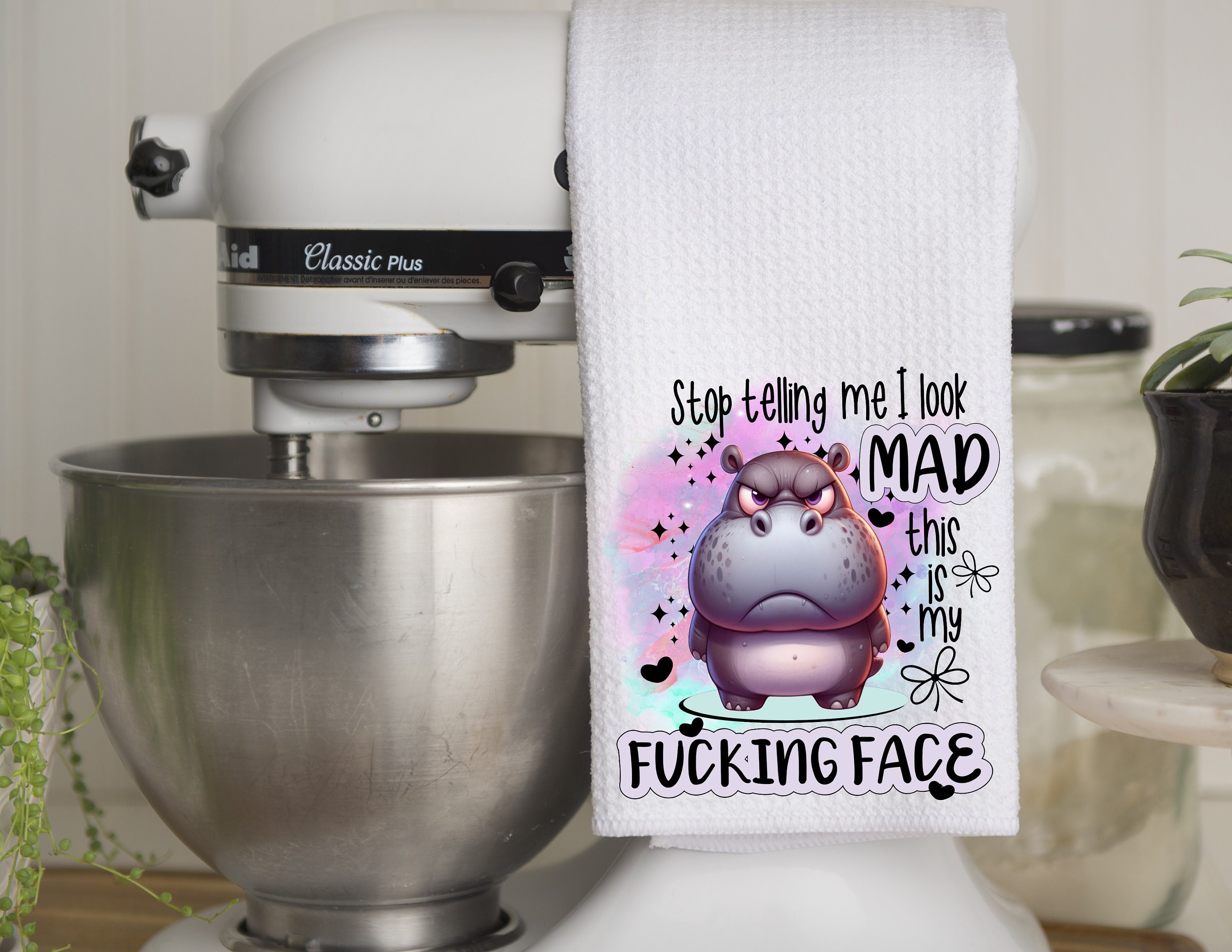 Stop Telling Me I Look Mad PNG, Sublimation File, Angry Hippo, Sweary ...