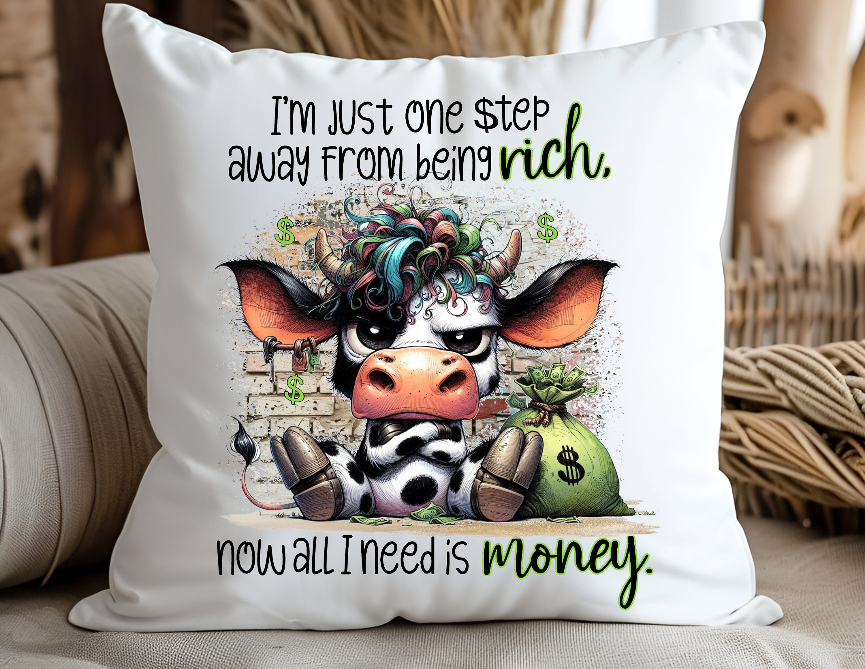 Crazy Cow With Money PNG, Sublimation Design, Cow Lovers, Sarcastic ...