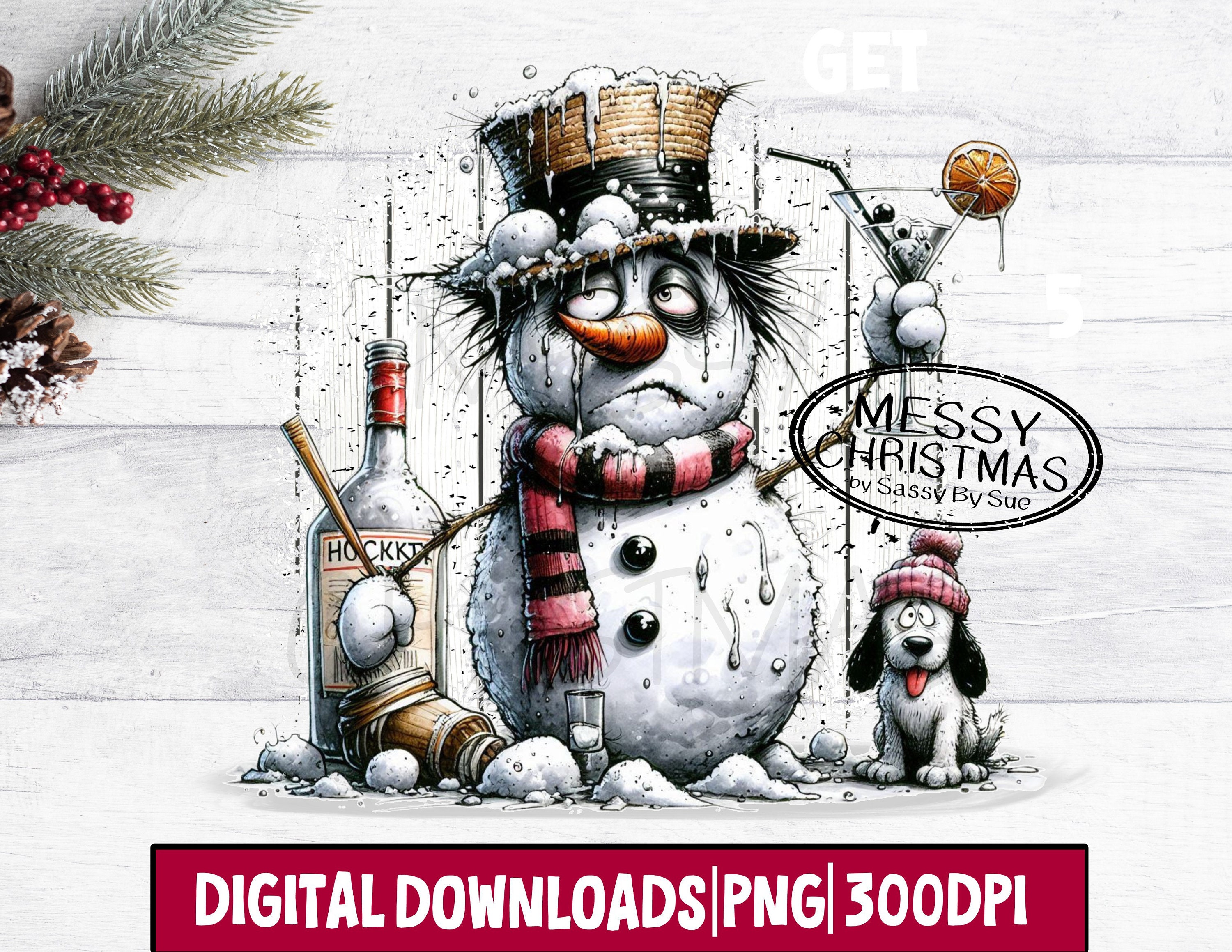 Cheers Snowman PNG, Sublimation Design, Messy Snowman, Grunge, Dark ...