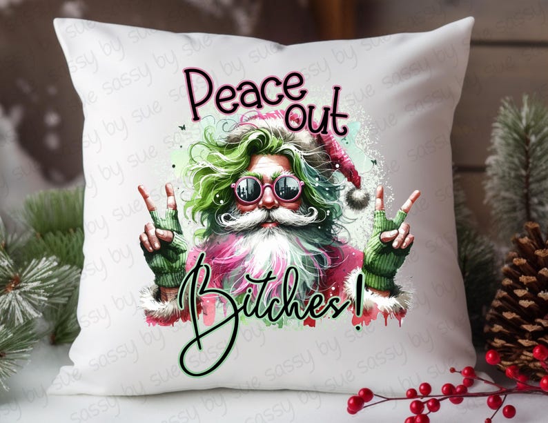 Peace Out Bitches Santa PNG, Sublimation Design, Retro Vintage ...