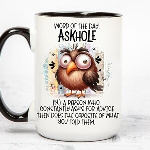 Askhole PNG, Sublimation Design, Word of the Day PNG, Wise Owl, Silly ...