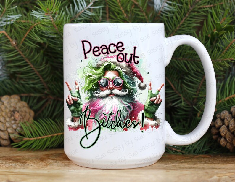 Peace Out Bitches Santa PNG, Sublimation Design, Retro Vintage ...