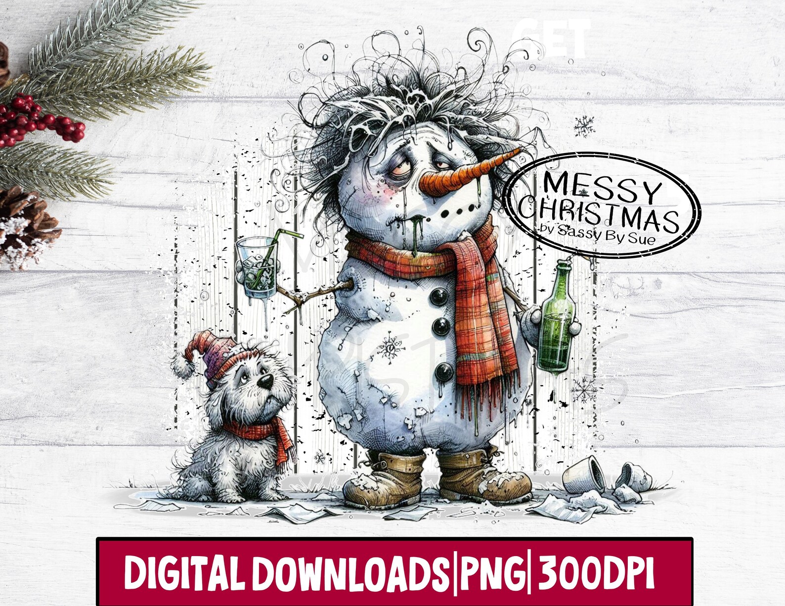 Bottoms up Snowman PNG, Sublimation Design, Messy Snowman, Grunge, Dark ...