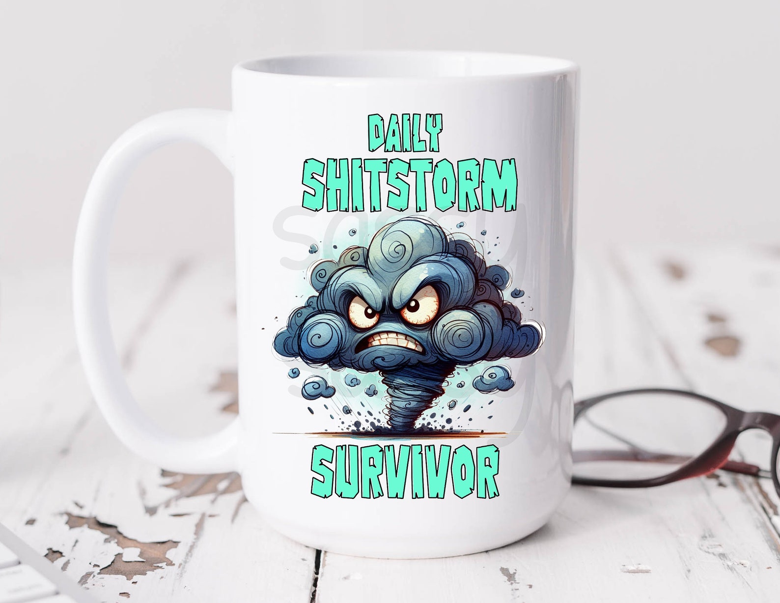 Daily Shitstorm Survivor PNG, Sublimation Design, Cartoon Storm ...