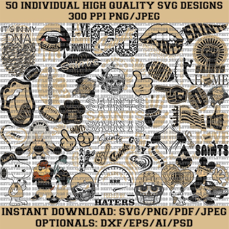 Saints SVG Bundle, Saints PNG Bundle, Saints Mascot, Digital Download ...