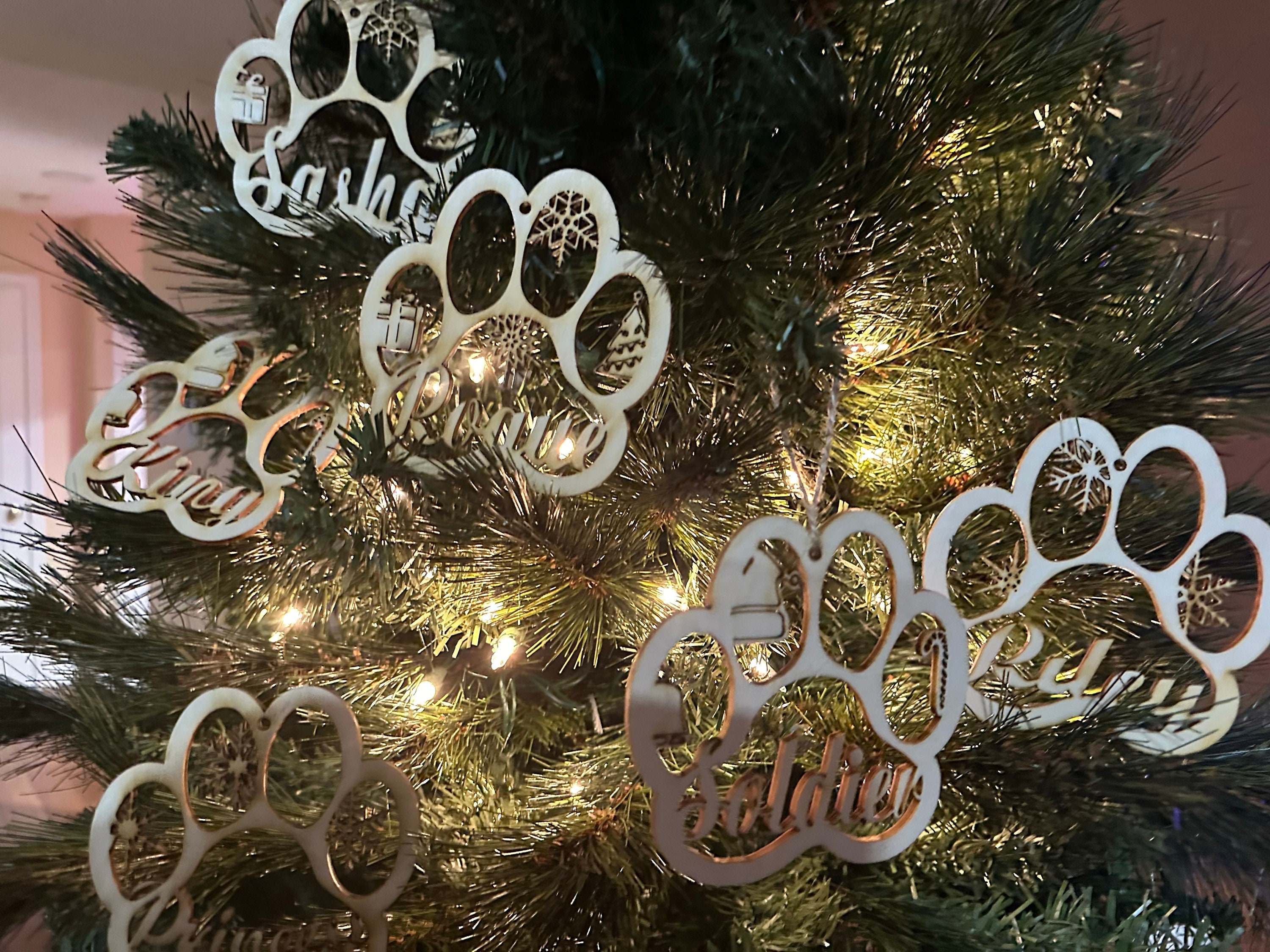 Dog Paw Laser Cut Christmas Ornaments Digital File With Examples - Etsy
