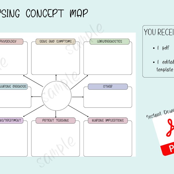 Nursing Concept Map Editable Template - Etsy