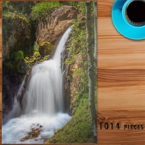 Peaceful Waterfall Jigsaw Puzzle – Lush Forest Nature Scenery 1000 ...