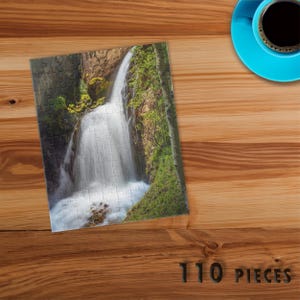 Peaceful Waterfall Jigsaw Puzzle – Lush Forest Nature Scenery 1000 ...