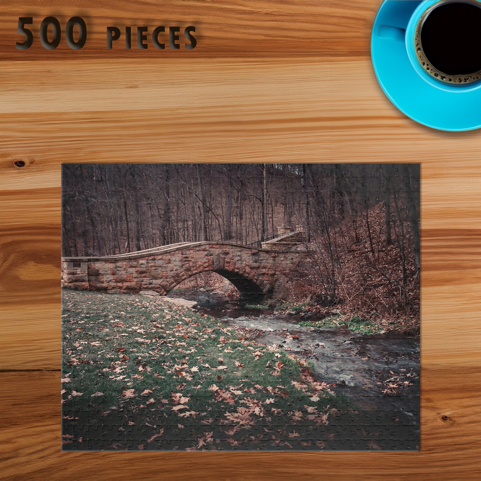 Autumn Scene Nature Puzzle | Fall Stone Bridge | Puzzle for Adults - Etsy