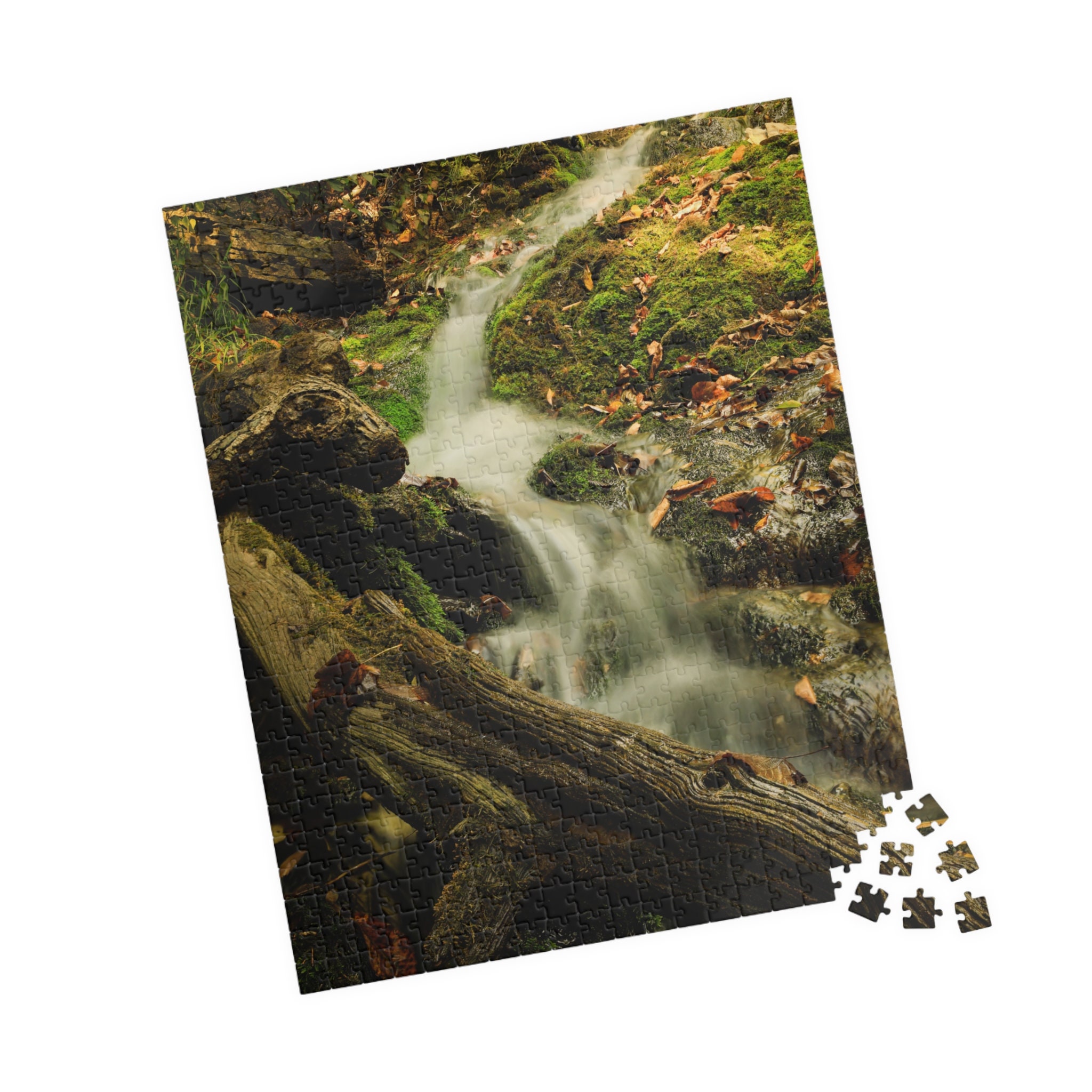 Waterfall Flowing by Log Nature Jigsaw Puzzle Puzzle for - Etsy