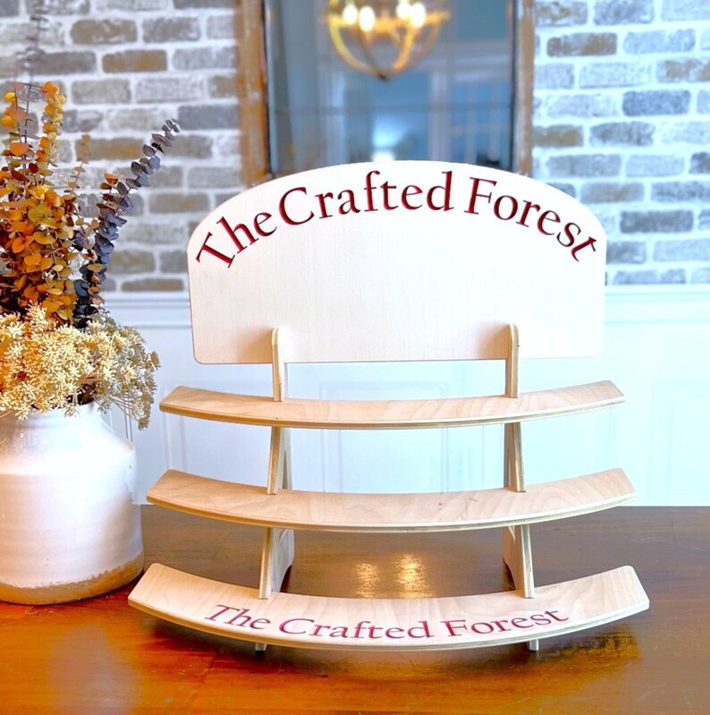 3-tier 22 Curved Display Stand With Sign, Engraving Available. - Etsy