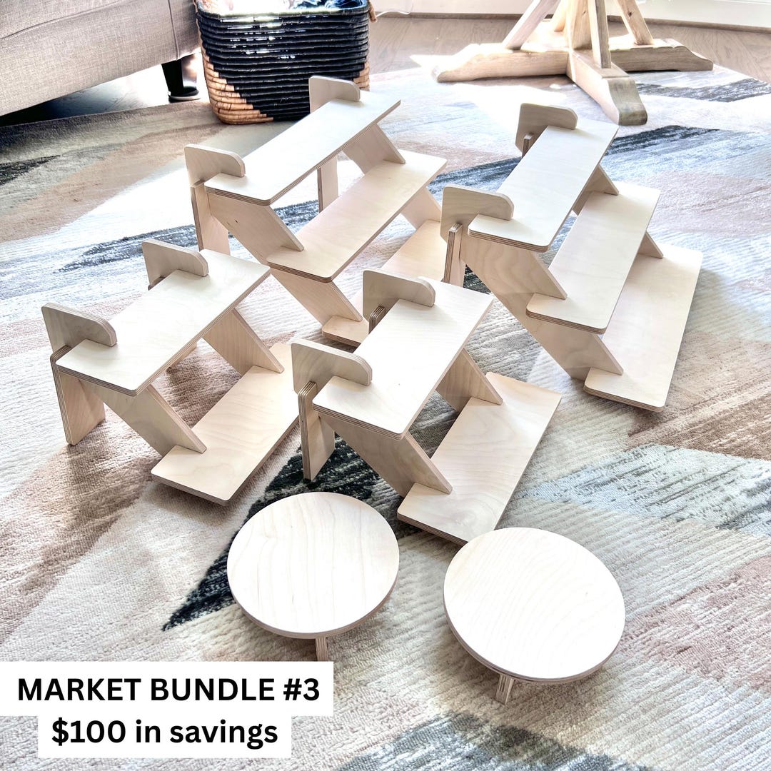 Birch Plywood Display Stand Bundle: Craft Show Tabletop Shelves, 7 ...