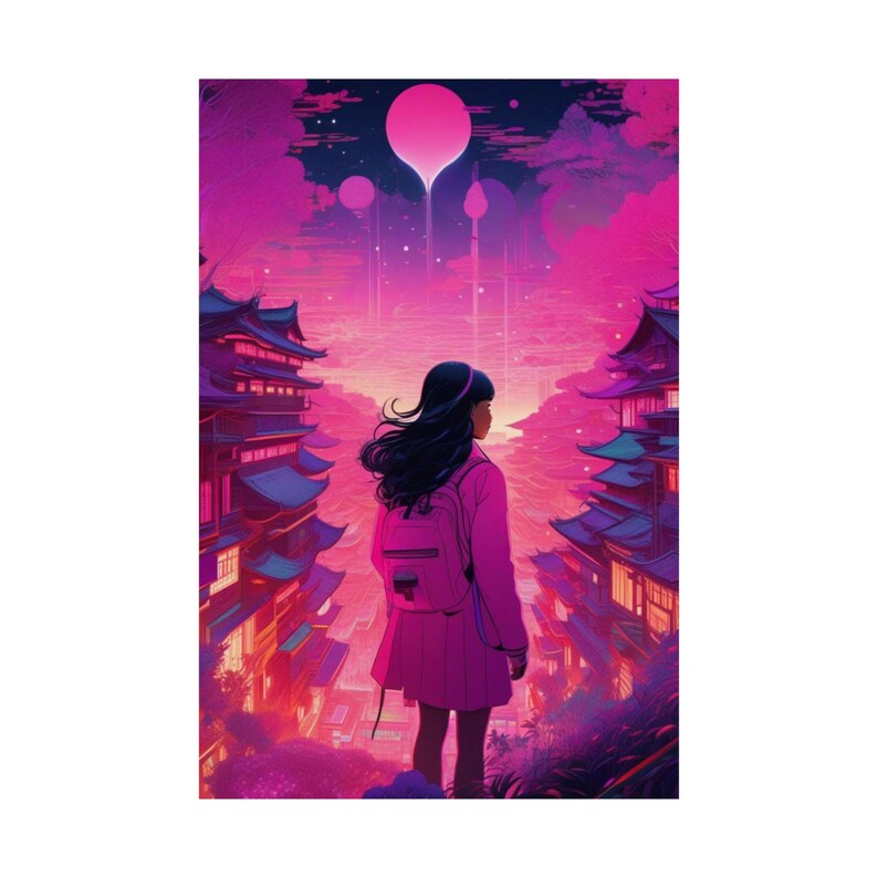 Y2K Pink Croquet Masterpiece: Vintage Japanese Cityscape - Retro Chic ...