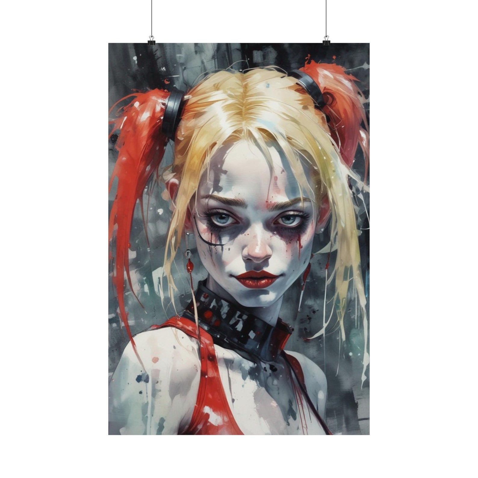 Vibrant Harley Quinn Headshot Poster Bold DC Comics Villainess Wall Art ...