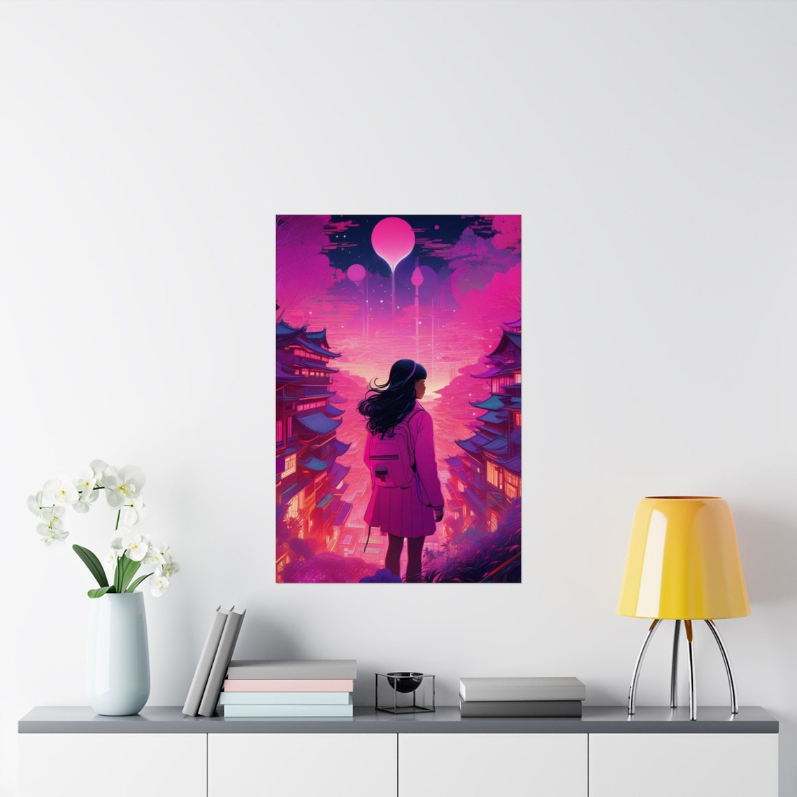 Y2K Pink Croquet Masterpiece: Vintage Japanese Cityscape - Retro Chic ...