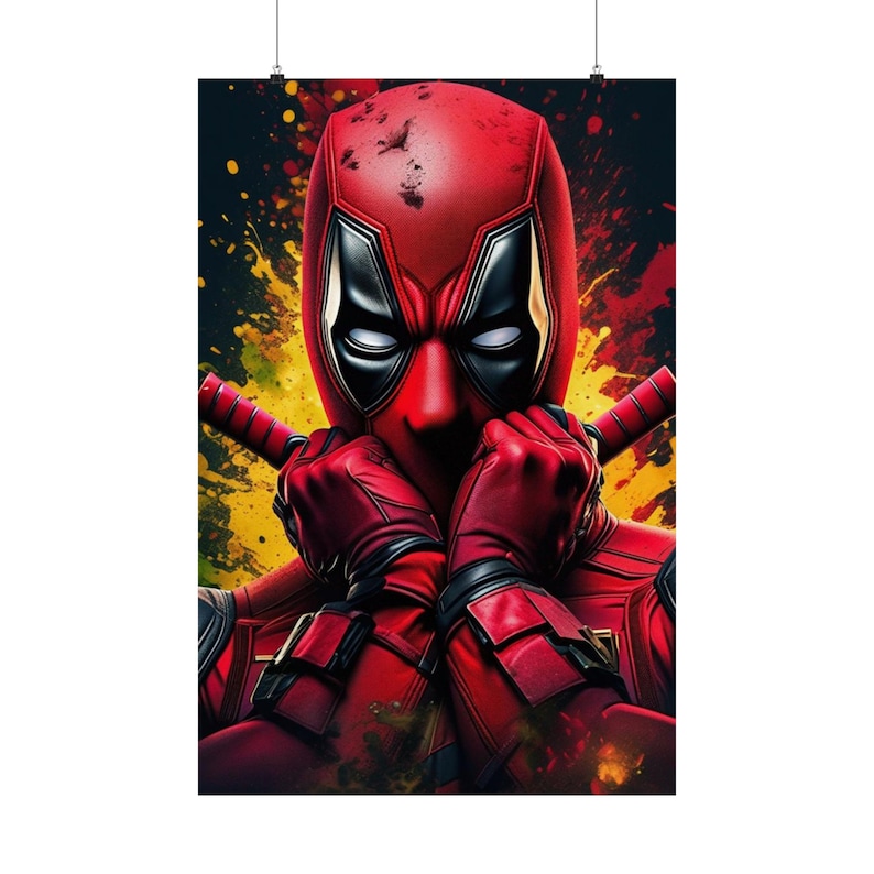 Deadpool in Action Poster - Quirky Antihero Movie Pose - Funny Wall Art ...