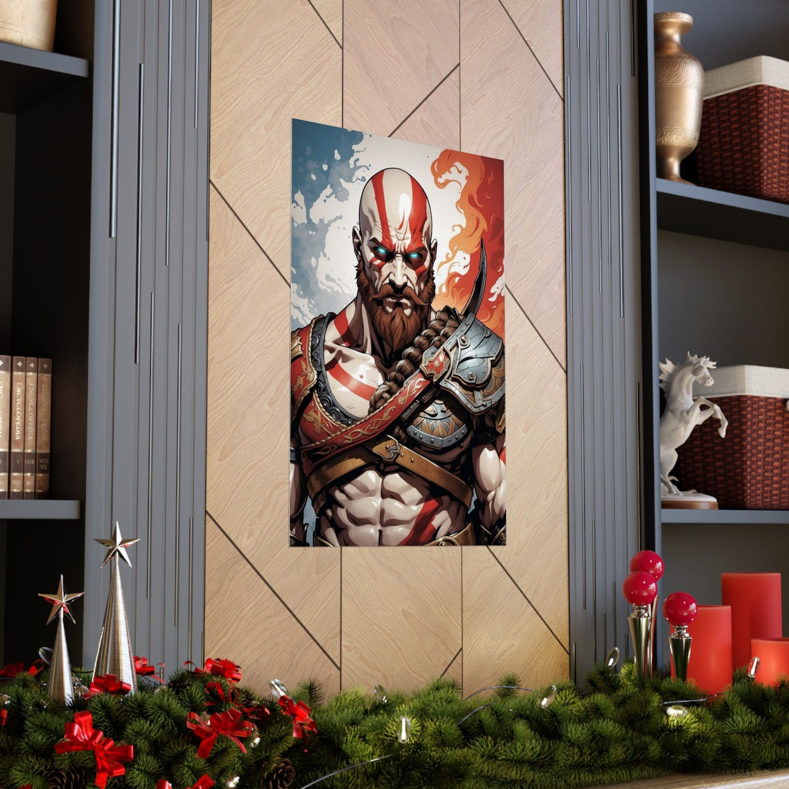Fierce Kratos Portrait - God of War Headshot Poster, Epic Warrior Wall ...
