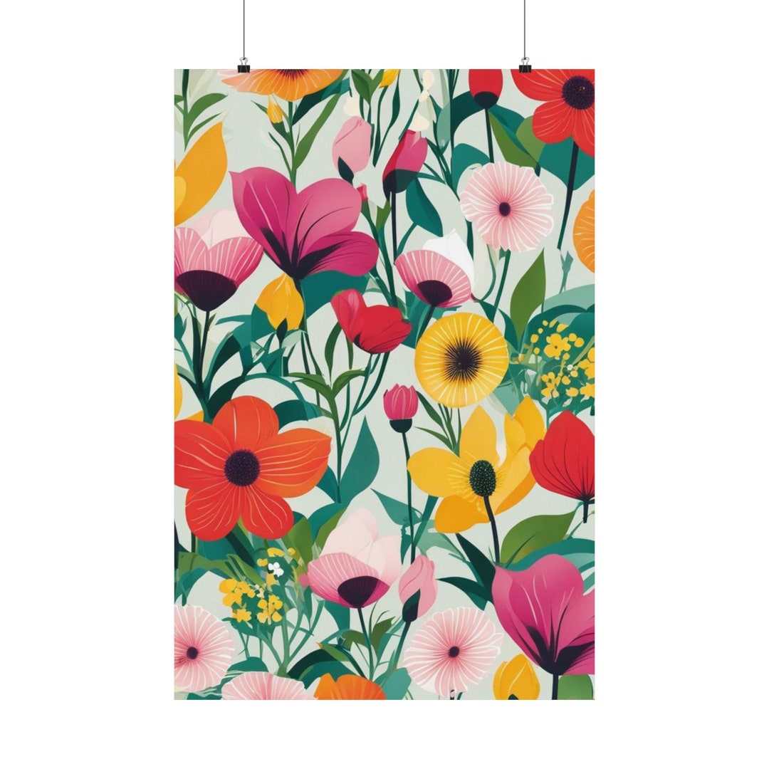 Enchanted Spring Wildflower Art Print - Lush Floral Poster - Vibrant ...