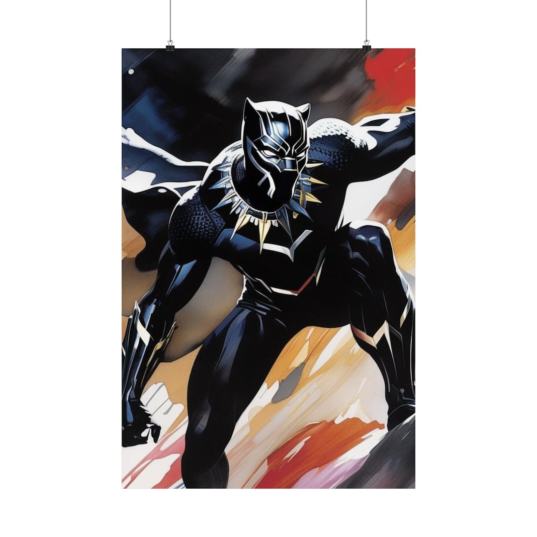 Striking Black Panther Poster - Majestic Wakanda King Pose - Premium ...