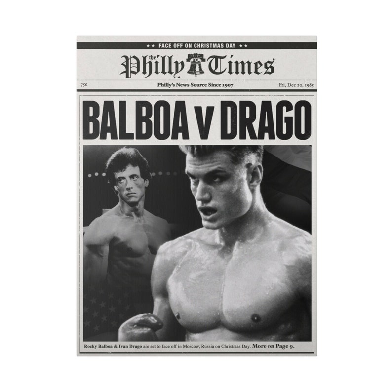 Rocky Vs. Ivan Drago Newspaper Poster Custom Canvas Wall Print - Etsy